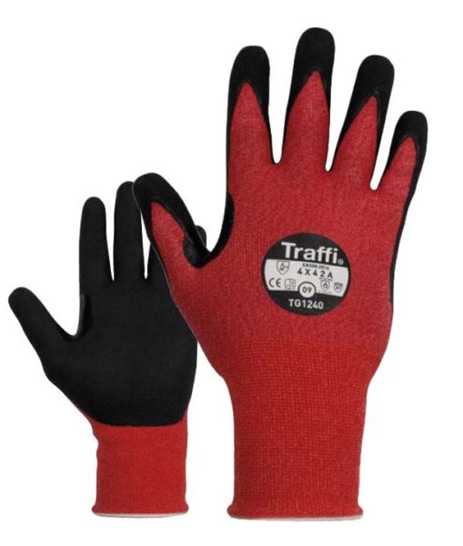 Pair Size 9 Red Cut 1 TG1240 Nitrile Traffiglove | PWP Industrial